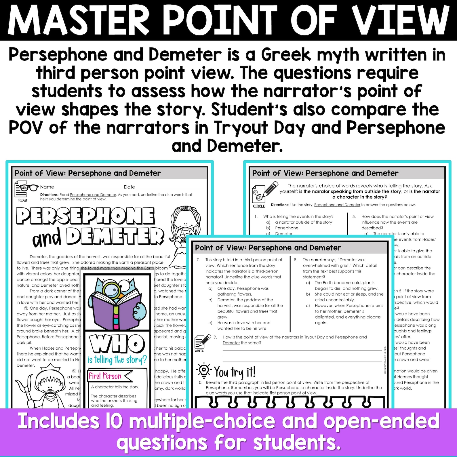 Point of View Worksheets Anchor Chart First Third Person Reading ...