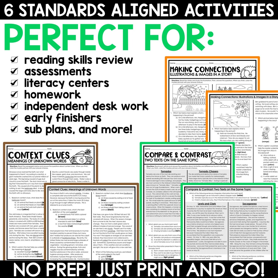 Fall Autumn Reading Comprehension Passages Worksheets Printables 4th ...