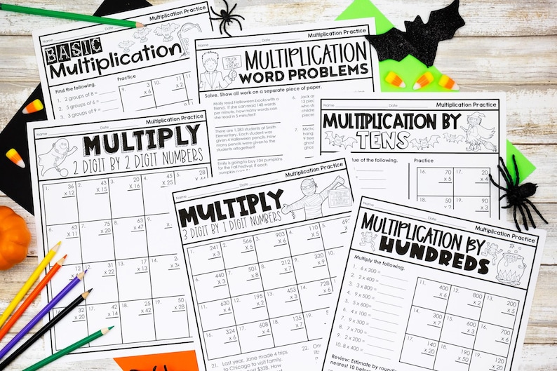 Halloween Activities Multiplication Practice Sheets Fall Math ...