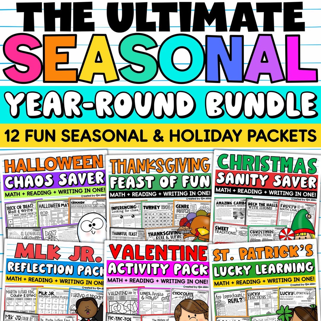 Holiday and Seasonal Activities Bundle for 4th 5th Grade | Year-round ...