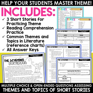 Teaching Theme Worksheets, Short Stories for Kids, Finding Theme ...