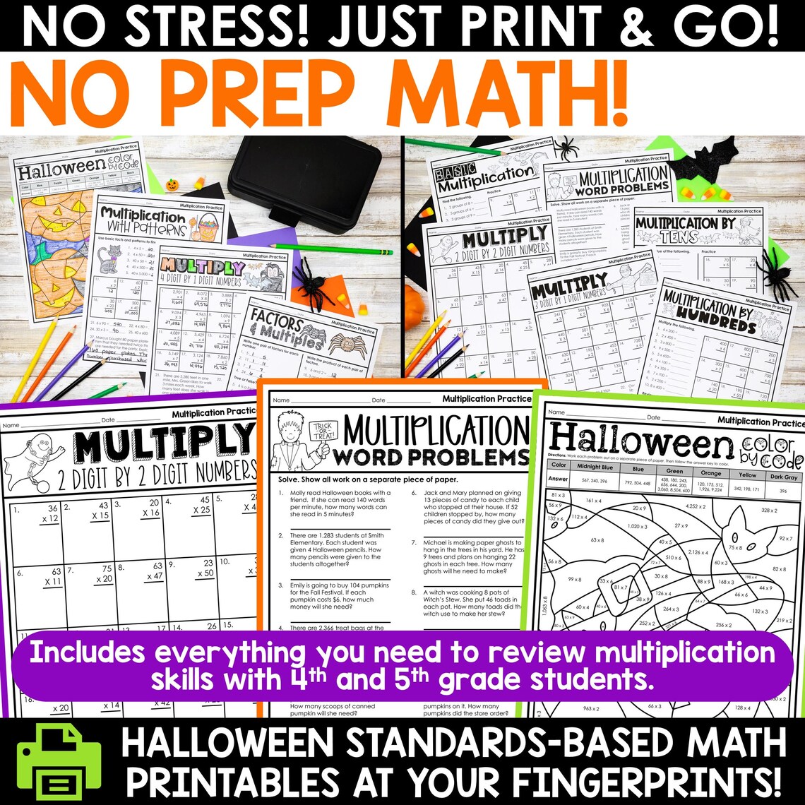 Halloween Activities Multiplication Practice Sheets Fall Math ...