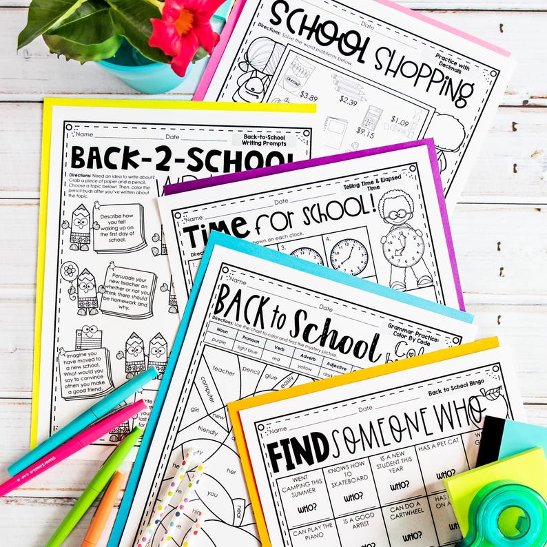 4th 5th Grade Back to School Worksheets, First Day First Week of School ...