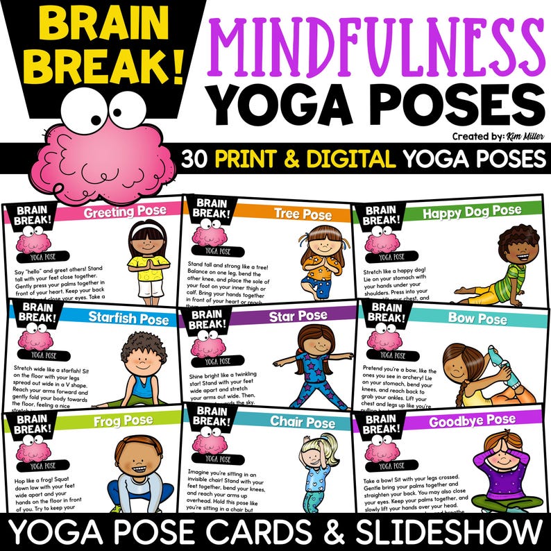 Mindfulness Activities for Kids | Kids Yoga Pose Cards | Brain Breaks ...