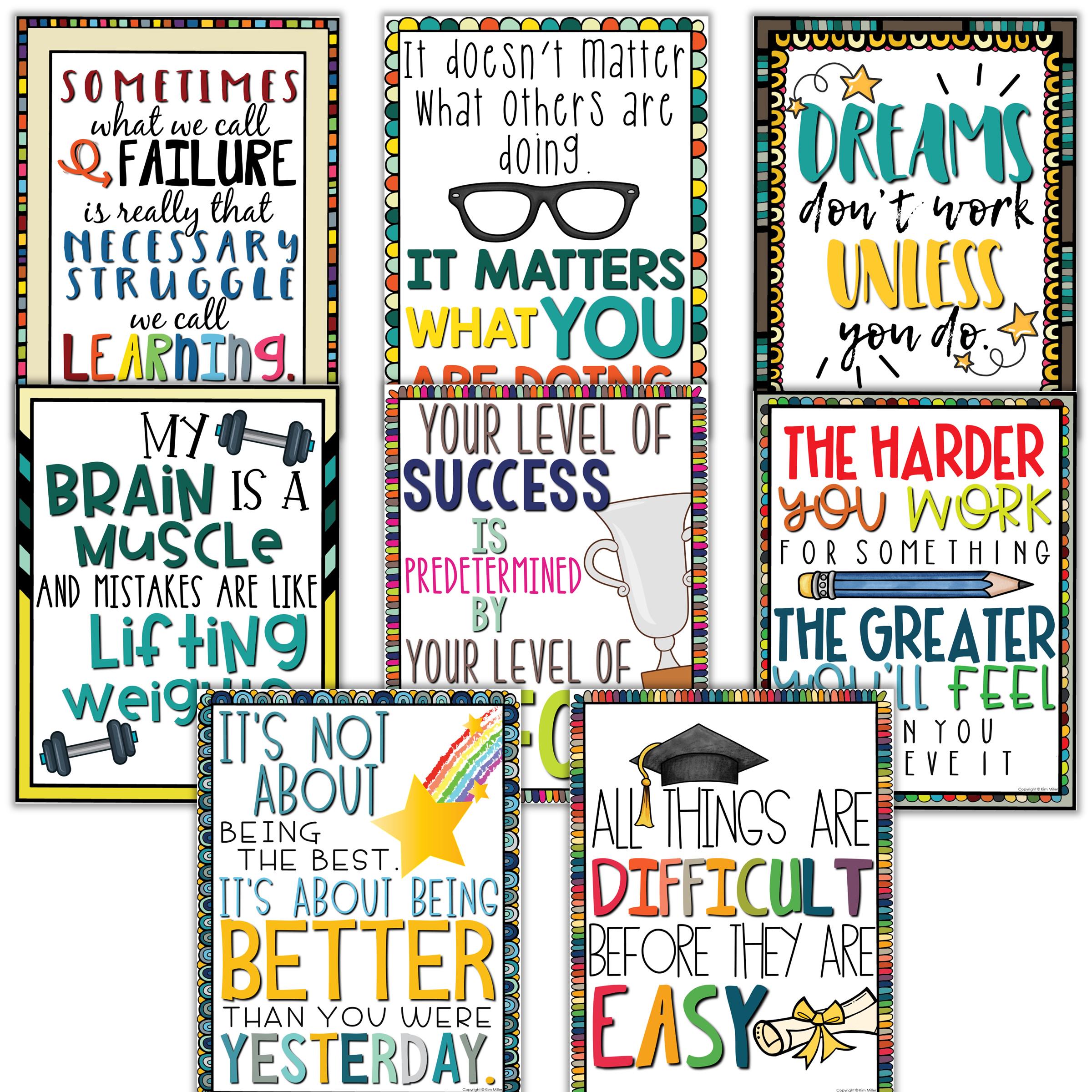 Motivational Growth Mindset Posters for Bulletin Boards, Door Decor ...
