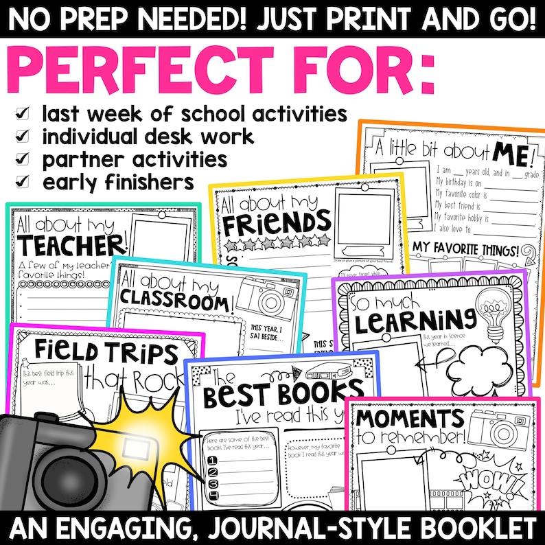 End of the Year Memory Keepsake Book 2nd 3rd 4th 5th Grade | Last Week ...