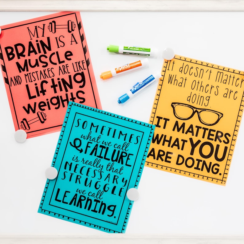 Motivational Growth Mindset Posters for Bulletin Boards, Door Decor ...