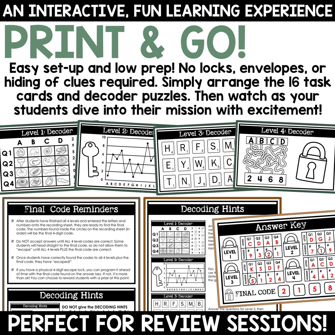 Fossils Escape Room Science Activity, Fossil Escape Game, Earth Science ...