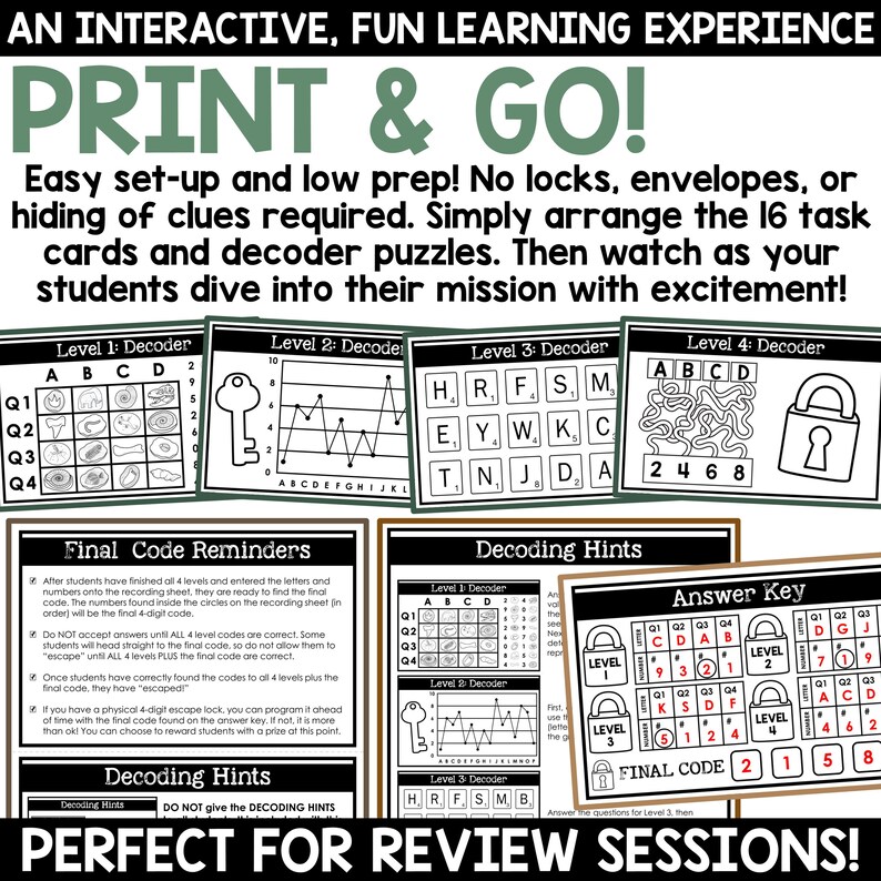 Fossils Escape Room Science Activity, Fossil Escape Game, Earth Science ...