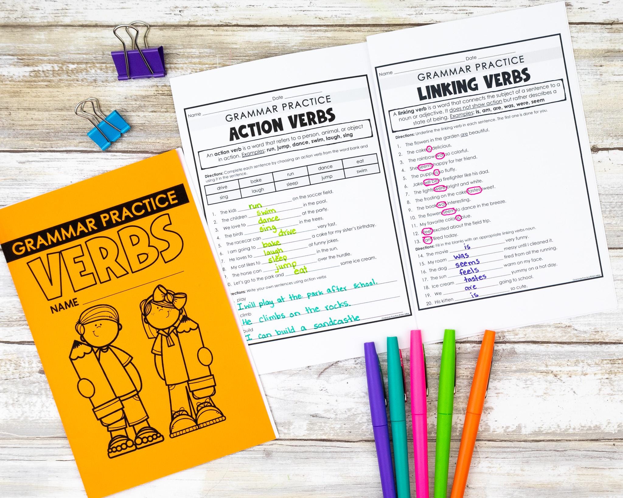 Parts of Speech Posters for Classroom Elementary, Grammar Worksheets ...