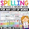 Spelling Word Work 3rd 4th 5th Grade Spelling Practice Activities ...