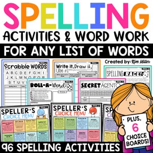 Spelling Word Work 3rd 4th 5th Grade Spelling Practice Activities ...