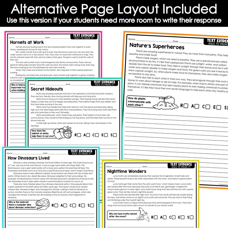 RACES Writing Strategy Bundle | Citing Text Evidence Worksheets ...