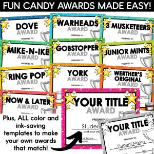 End of Year Candy Awards Ceremony, Editable Candy Bar Awards for ...