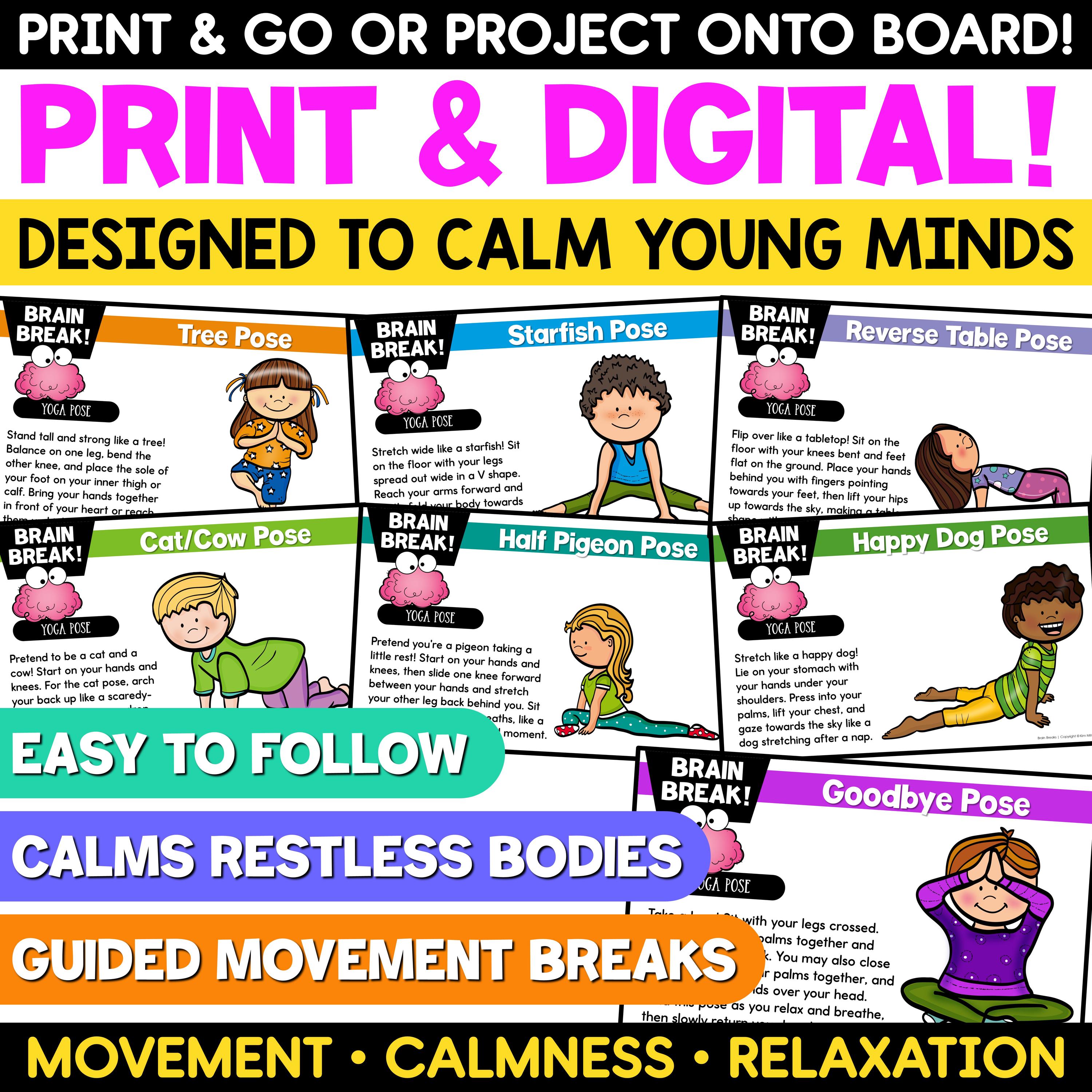 Mindfulness Activities for Kids | Kids Yoga Pose Cards | Brain Breaks ...