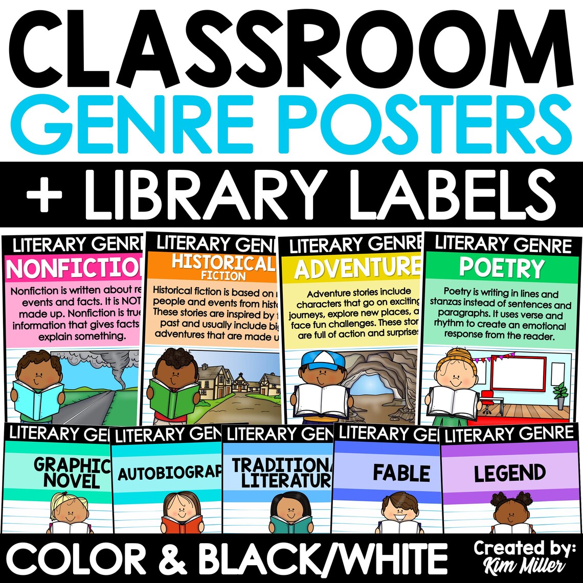 Reading Genre Posters With Classroom Library Labels | Genre Posters ...