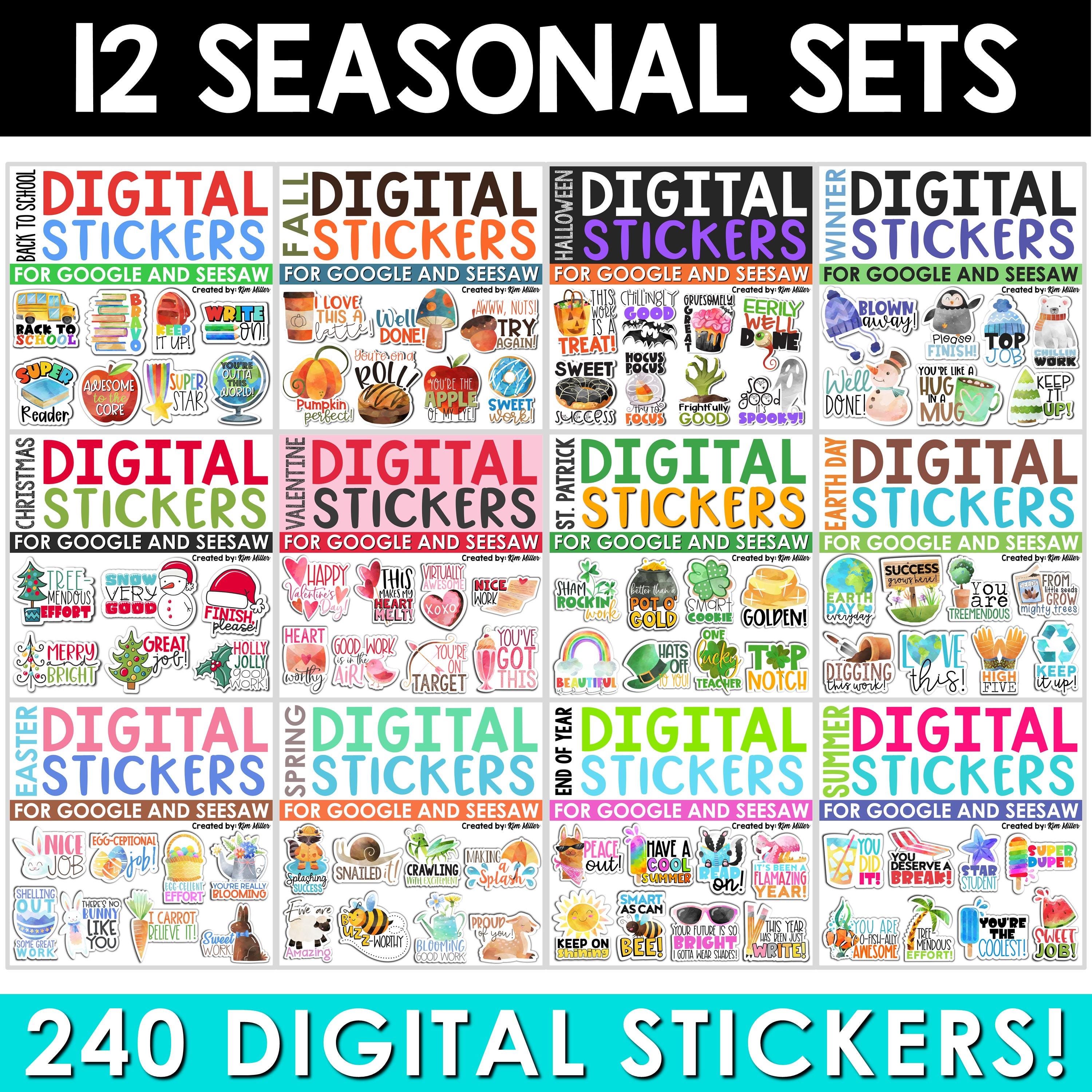 Holiday Seasonal Teachers Digital Sticker Bundle | Colorful, Cute ...