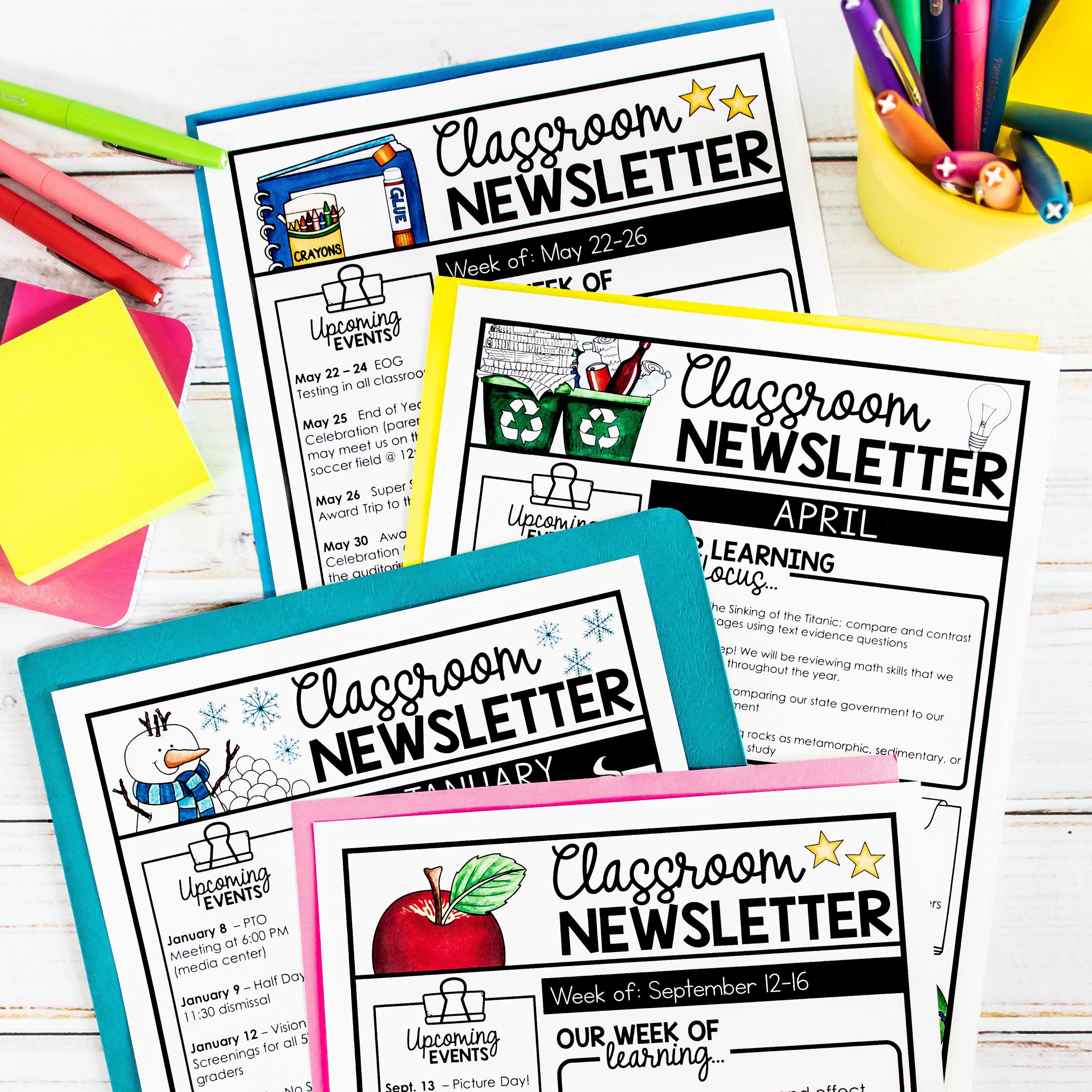 Editable Classroom Newsletters Monthly Weekly Templates for Parent ...
