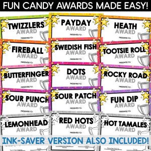 End of Year Candy Awards Ceremony, Editable Candy Bar Awards for ...