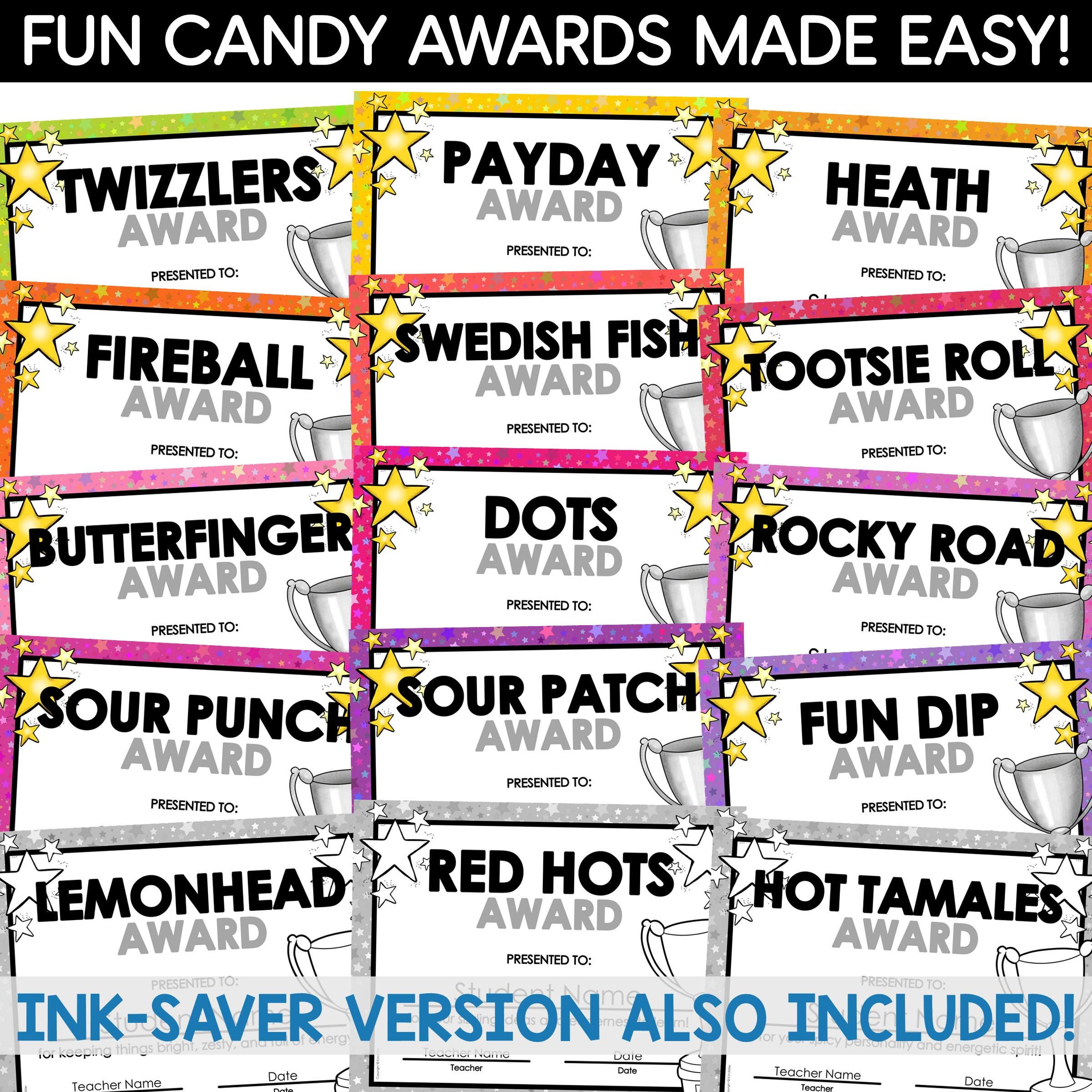 End of Year Candy Awards Ceremony, Editable Candy Bar Awards for ...