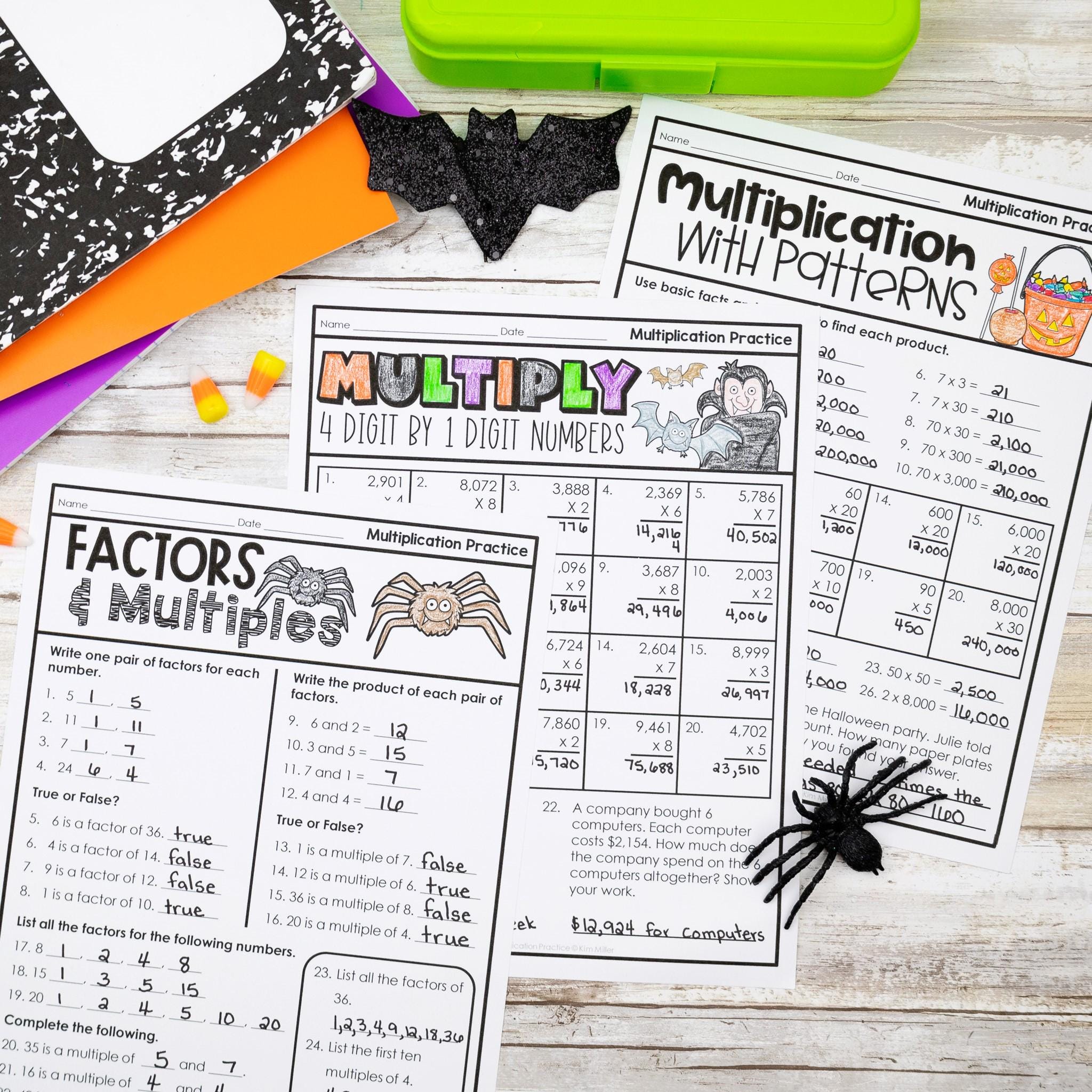 Halloween Activities Multiplication Practice Sheets Fall Math ...