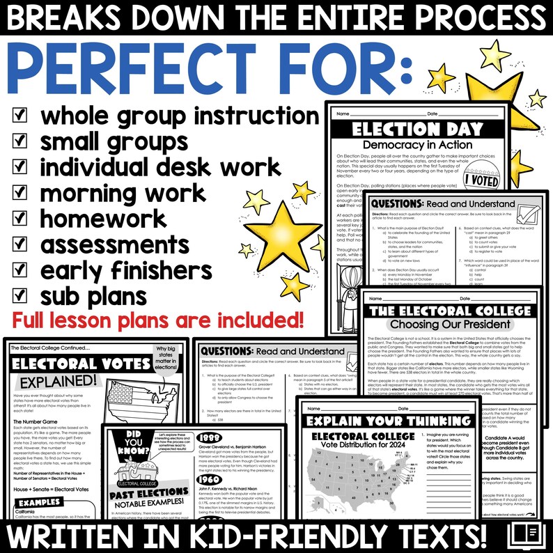 2024 Presidential Election Day for Kids Activities Worksheets Voting ...