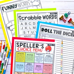 Spelling Word Work 3rd 4th 5th Grade Spelling Practice Activities ...