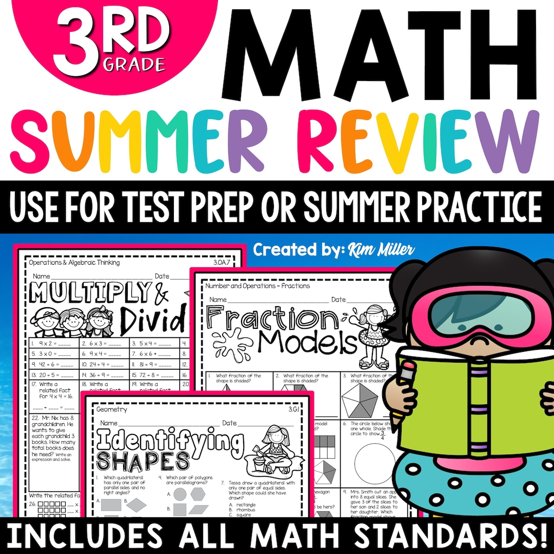 3rd Grade Math Review Summer Math Worksheet, 3rd Grade Math Printable ...