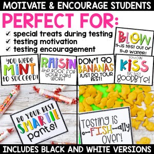 Testing Treat Tags for Teachers Motivational Candy Tags and ...