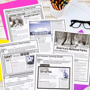Nonfiction Text Features Worksheets, Informational Text, Reading ...