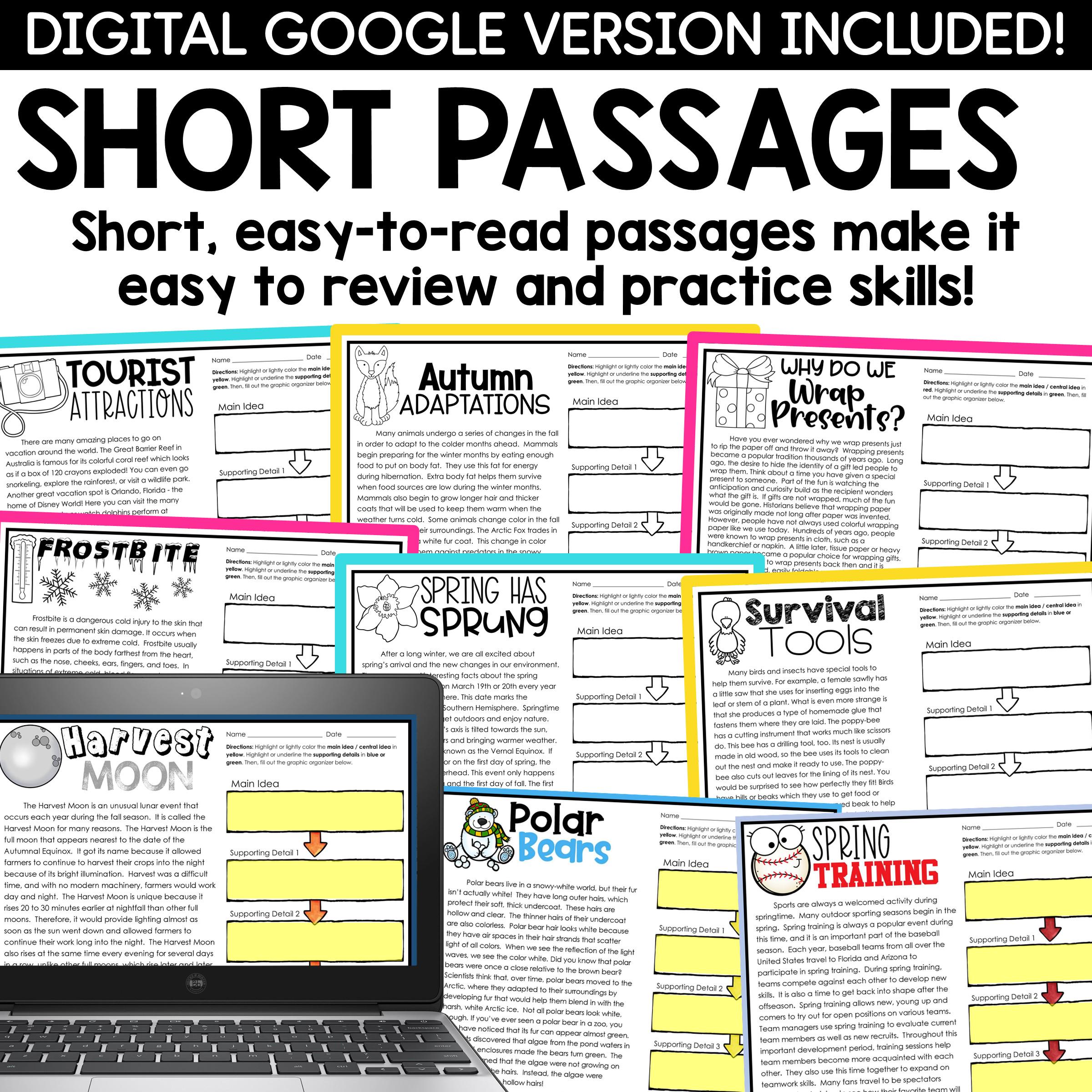 Main Idea and Supporting Details Worksheets Graphic Organizer Central ...