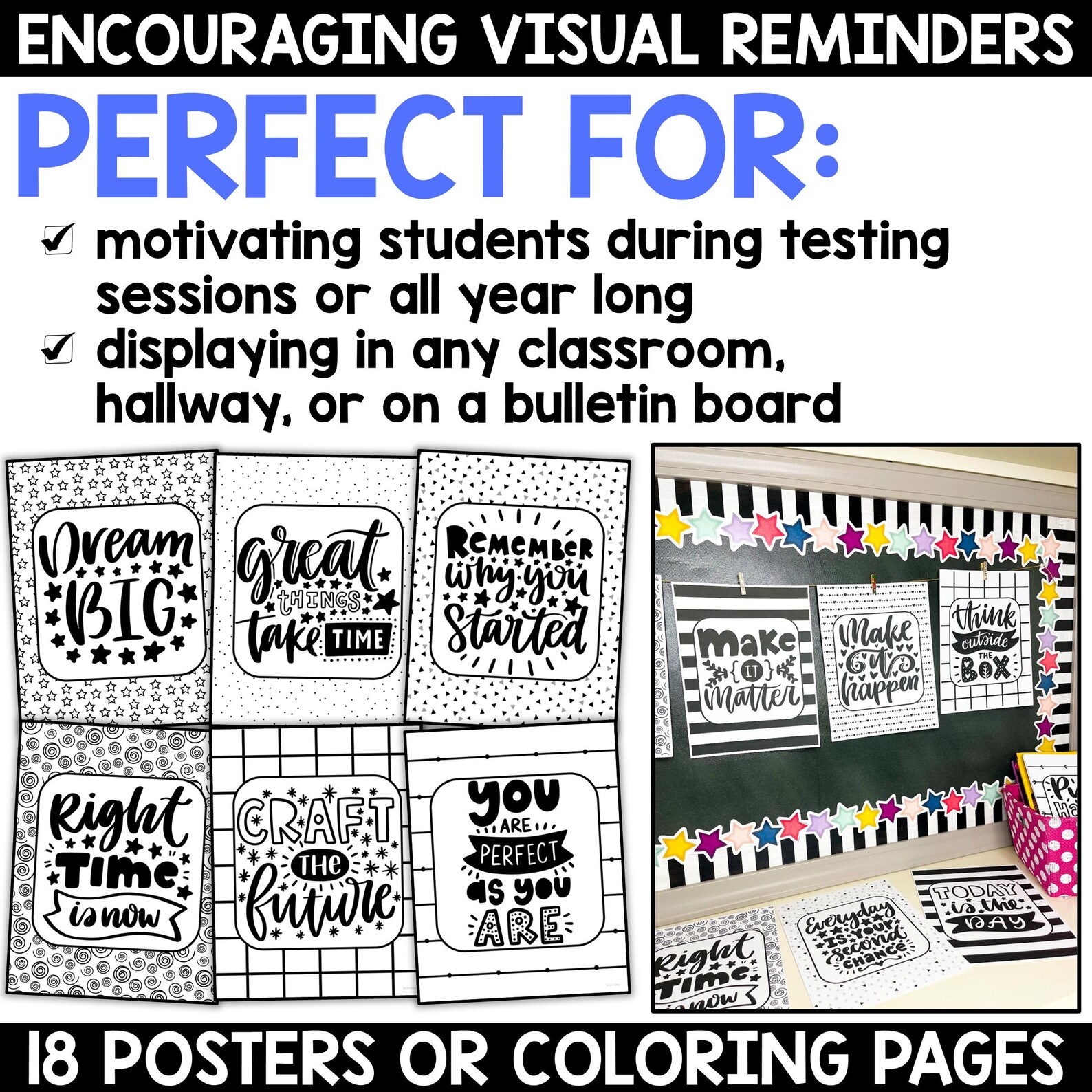 Testing Motivation Coloring Pages & Posters Test Prep Encouragement for ...