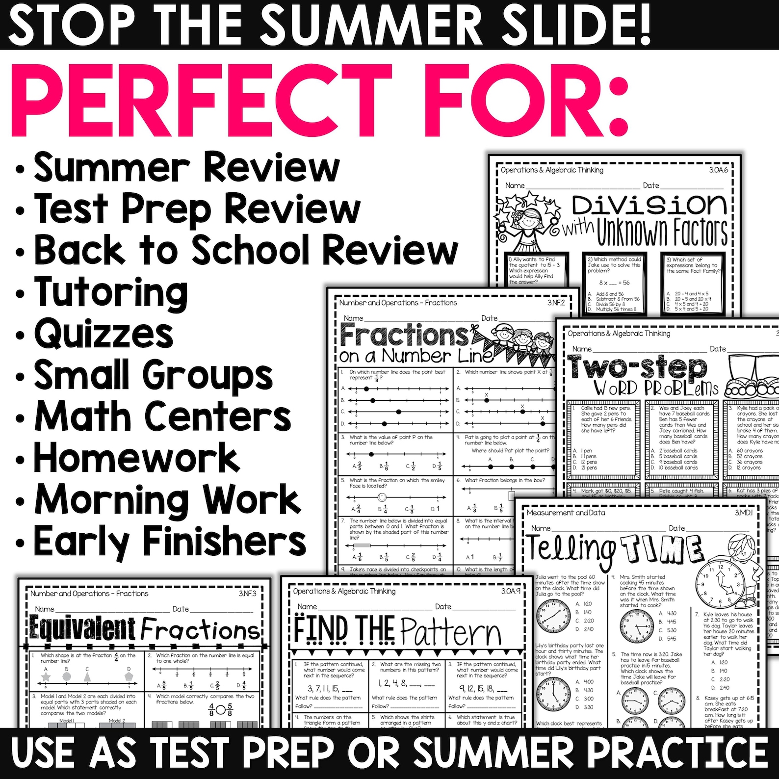 3rd Grade Math Review Summer Math Worksheet, 3rd Grade Math Printable ...