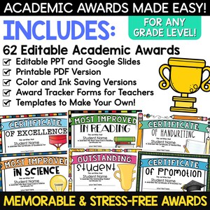 End of Year Academic Awards, Student Achievement Certificates for ...