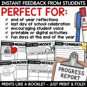 Fun End of Year Activities | Grade the Teacher Report Card | Last Week ...