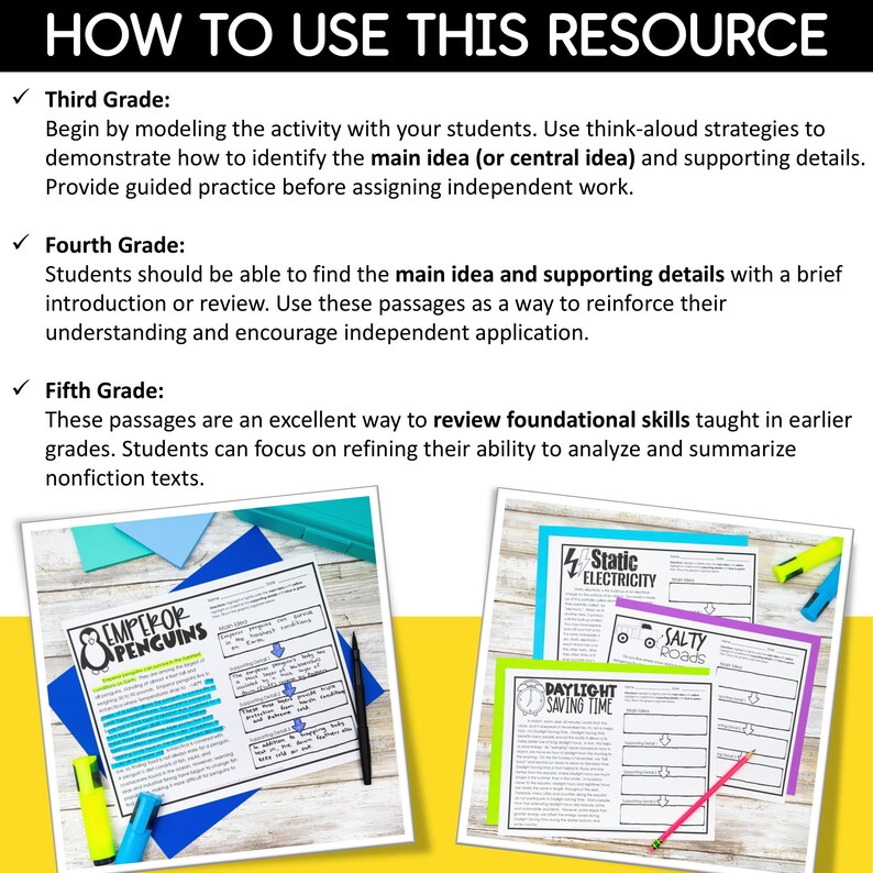 Main Idea and Supporting Details Worksheets Graphic Organizer Central ...