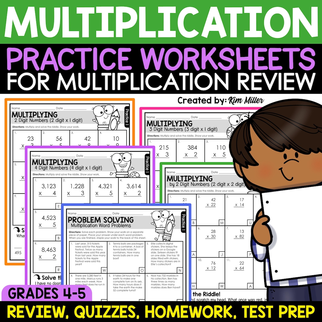 Multiplication Worksheets 4th 5th Grade | Multi Digit Practice & Word ...