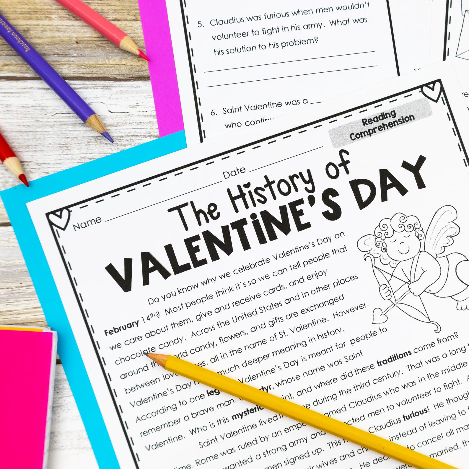 Valentine's Day Math & Reading Activities, 4th 5th Grade (instant ...