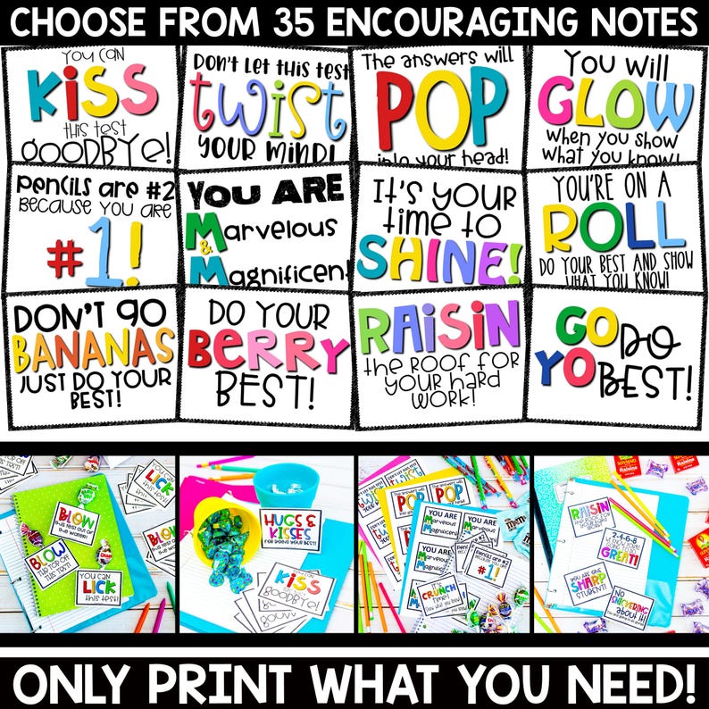 Testing Treat Tags for Teachers Motivational Candy Tags and ...