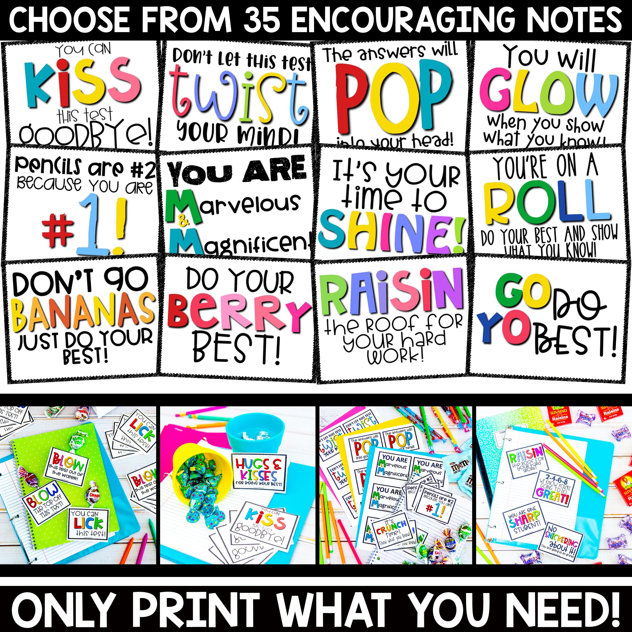 Testing Treat Tags for Teachers Motivational Candy Tags and ...