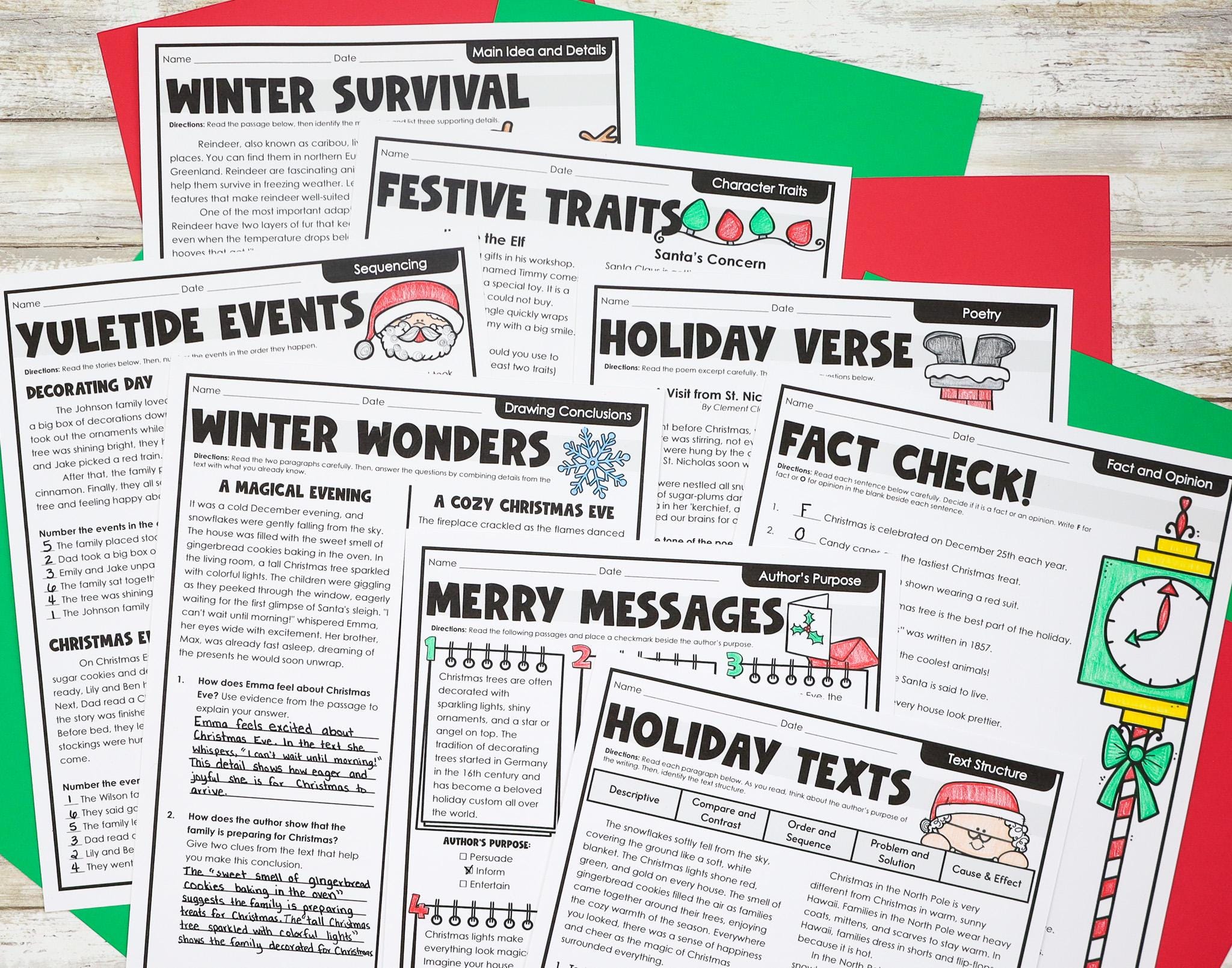 Christmas Reading Worksheets for 4th & 5th Grade | No Prep Printable ...