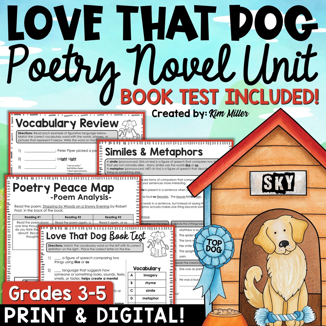 Love That Dog Novel Study | Poetry Unit With Figurative Language ...
