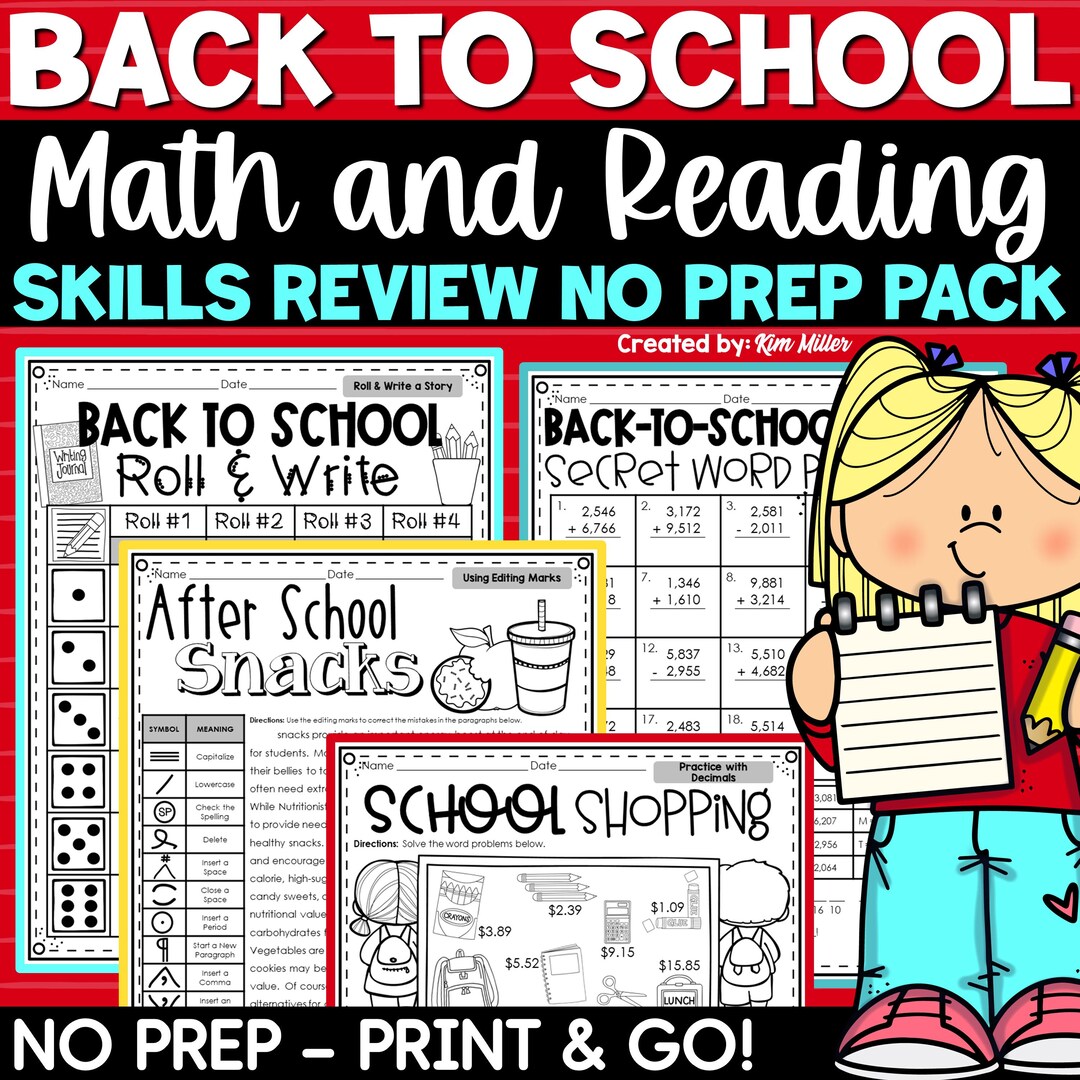 4th 5th Grade Back to School Worksheets, First Day First Week of School ...