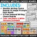 Monthly Writing Prompts for Kids, Choice Boards Printables, Daily ...