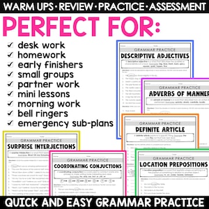 Parts of Speech Printable Worksheets, English Grammar Printable ...