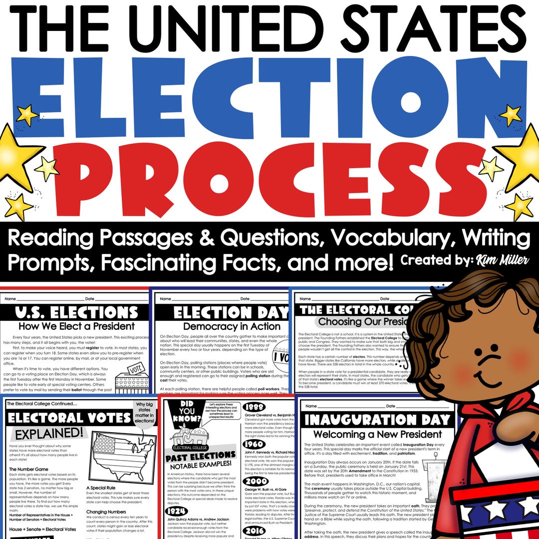 2024 Presidential Election Day for Kids Activities Worksheets Voting ...
