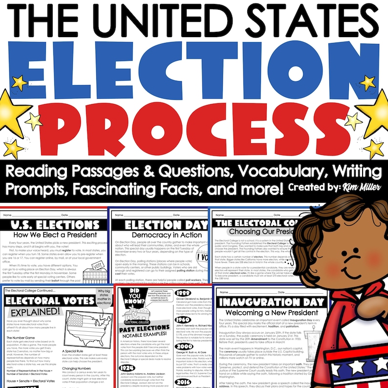 2024 Presidential Election Day for Kids Activities Worksheets Voting ...