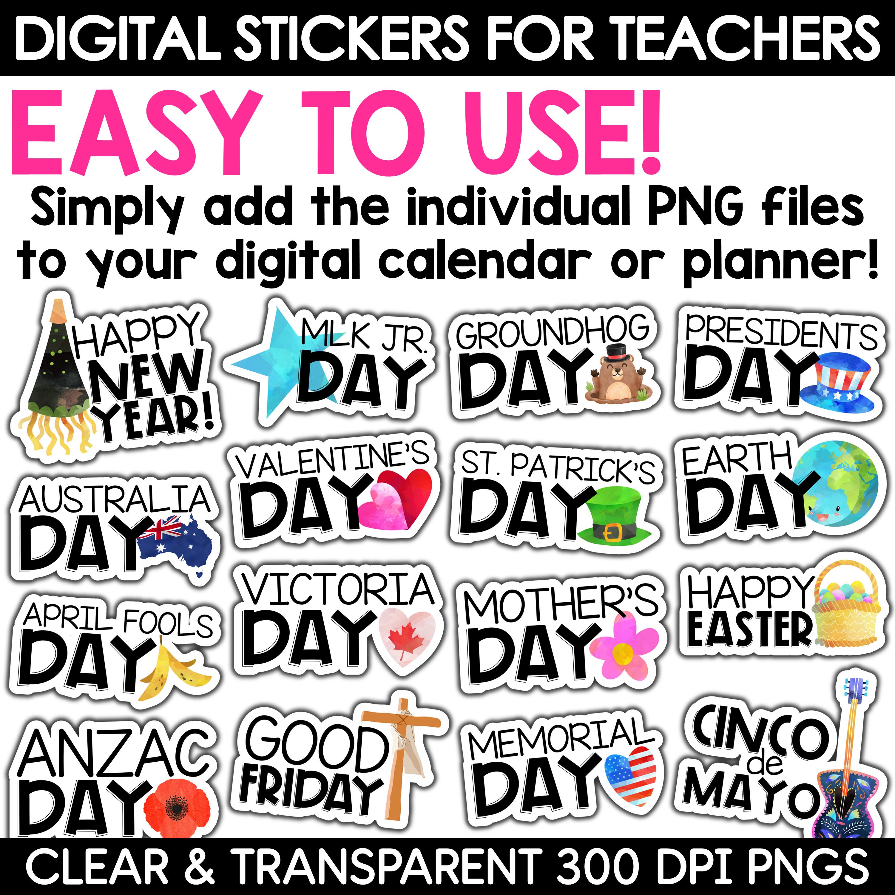 Digital Stickers for Teachers | Digital Stickers for Teacher Planner ...