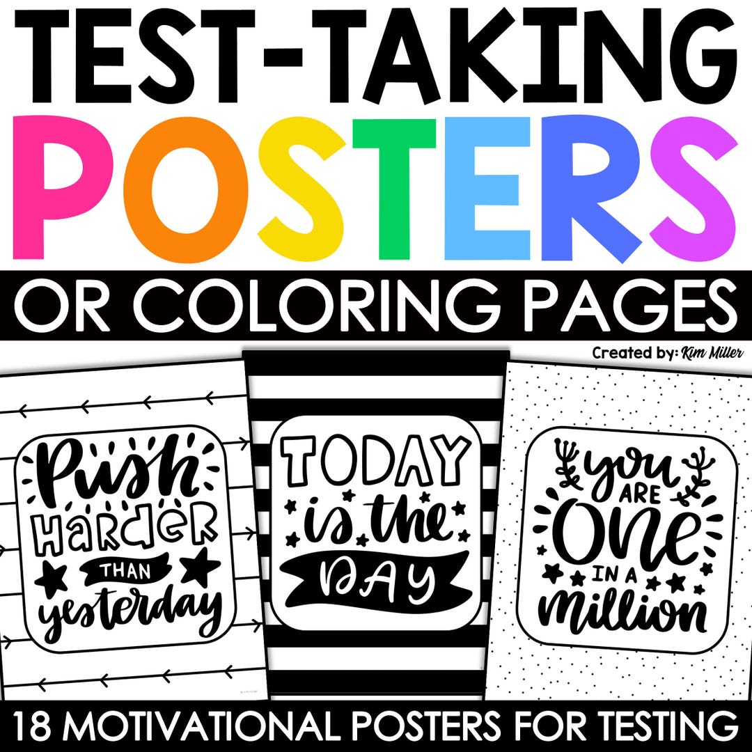 Testing Motivation Coloring Pages & Posters Test Prep Encouragement for ...