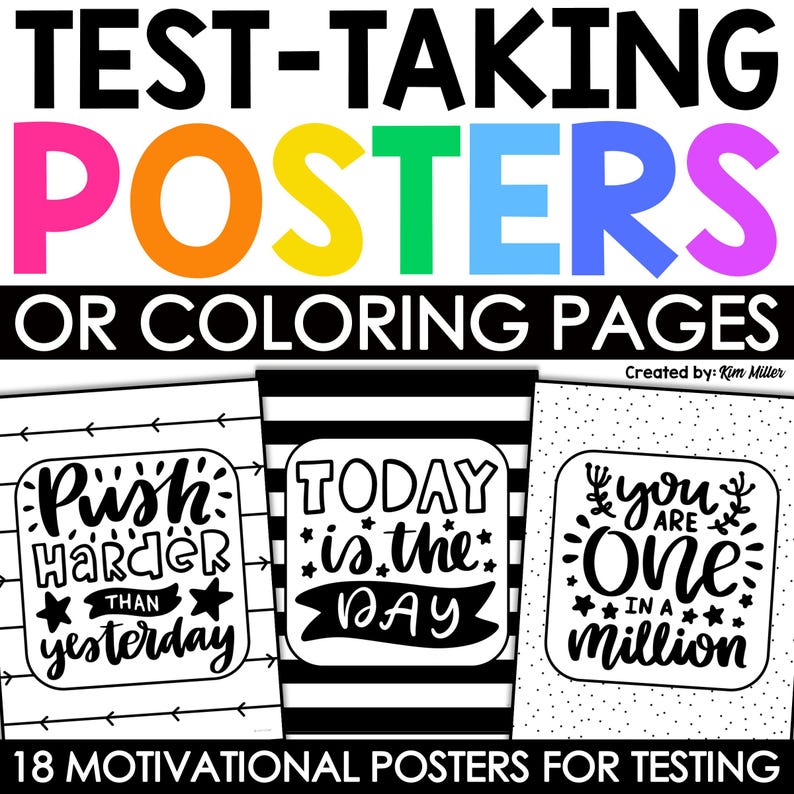 Testing Motivation Coloring Pages & Posters Test Prep Encouragement for ...